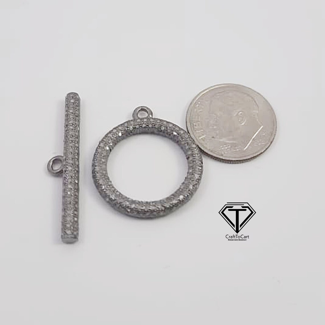 Pave Diamond Toggle Lock, Necklace Lock, Jewelry Components, Findings ...