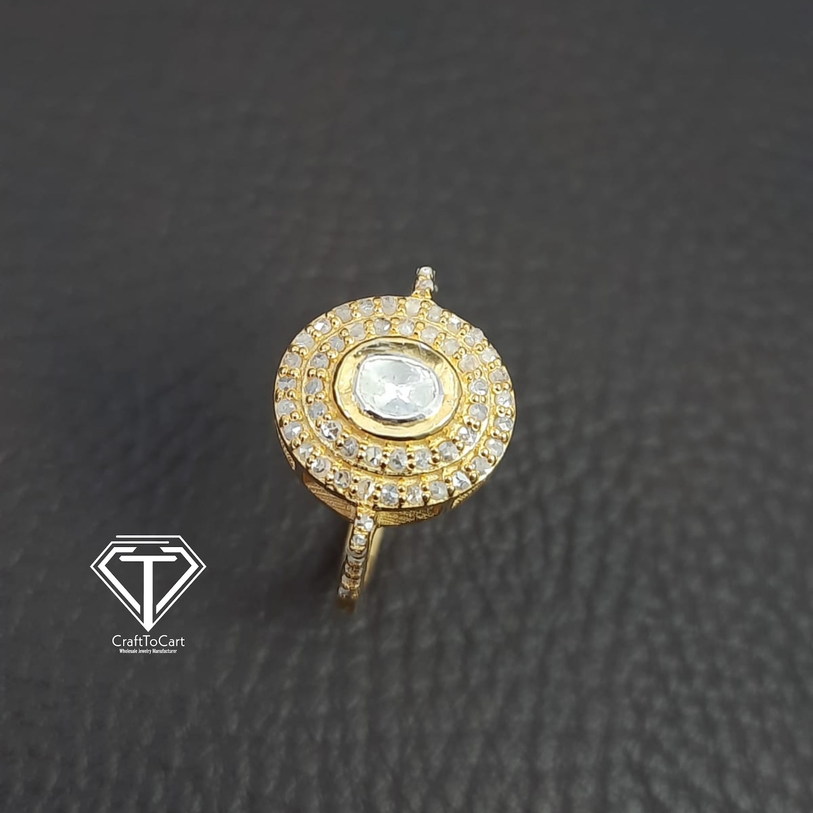 Round Polki Ring Pave Diamond Ring With Polki | Etsy