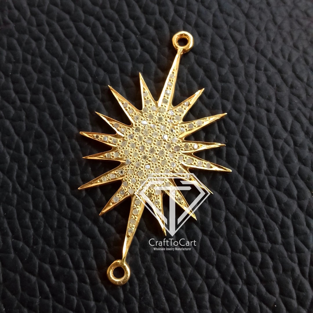 Pave Diamond Starburst Connector With Double Bail - Etsy