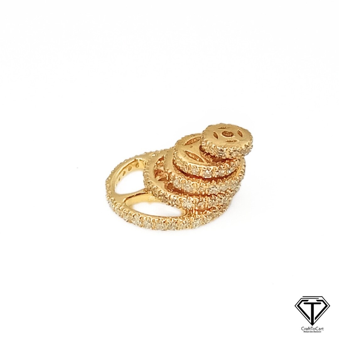 Pave Diamond Spacer, 14k Solid Gold, 925 Sterling Silver, Diamond Wheel ...