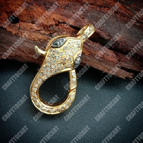 Pave Diamond Lobster Lock Clasp 925 Sterling Silver 32x14mm - Etsy