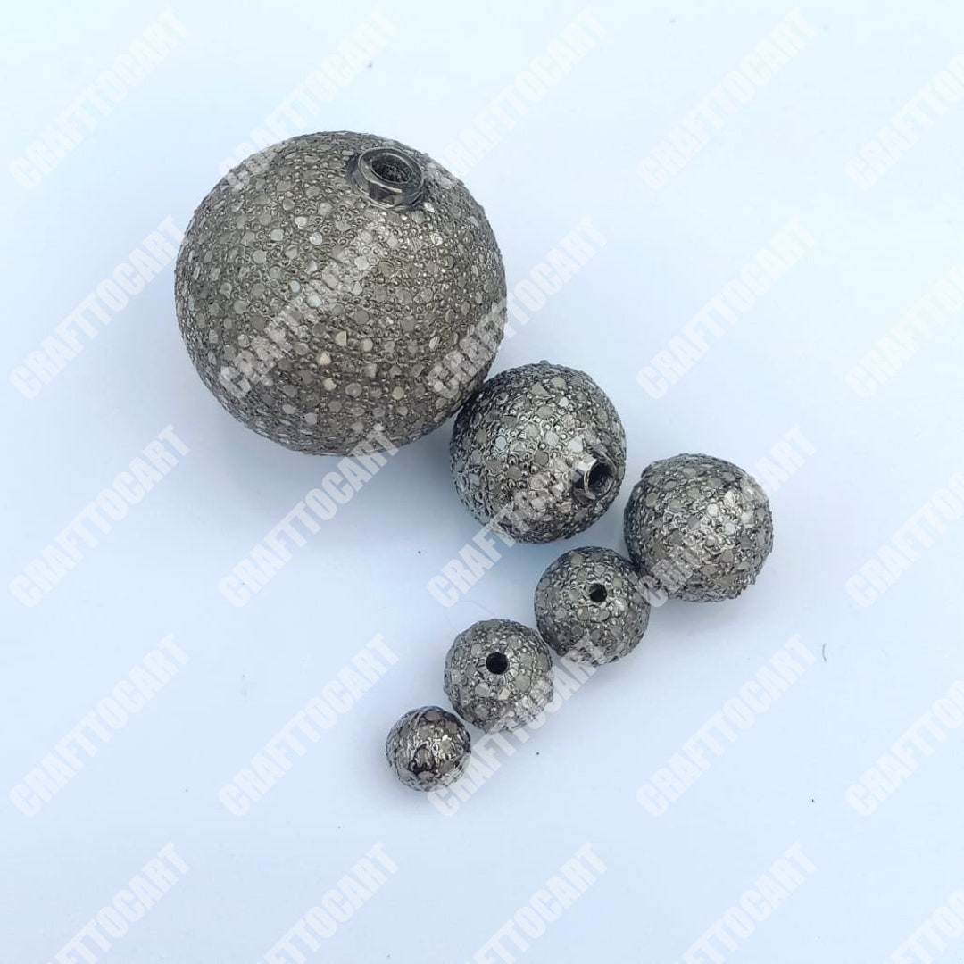 4mm, 5mm, 6mm, 8mm, 10mm, 20mm Pave Diamond Ball Beads, Pave Round Ball ...