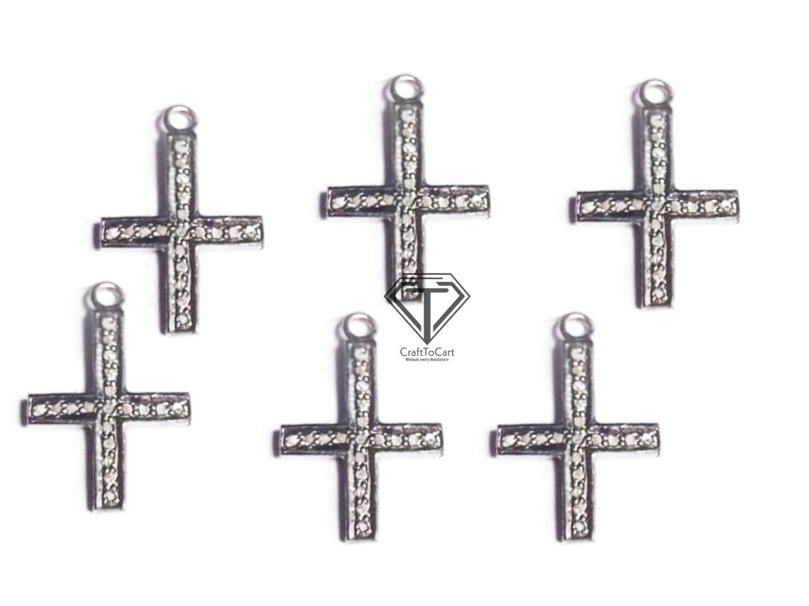 Cross Charm Pave Diamond Cross Charm - Etsy