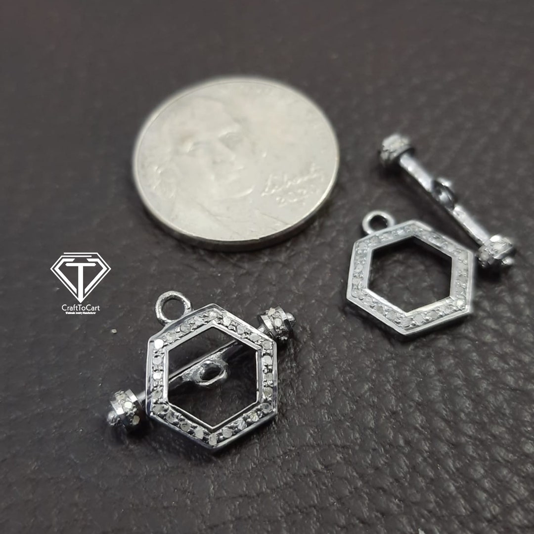 Pave Diamond Toggle Lock, Necklace Lock, Jewelry Components, Findings ...
