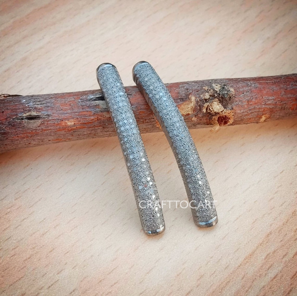 Pave Diamond Tube Beads 925 Sterling Silver Long Bended | Etsy