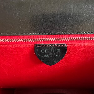Celine Black Vintage Leather Authentic Shoulder Bag With a Logo Gold ...
