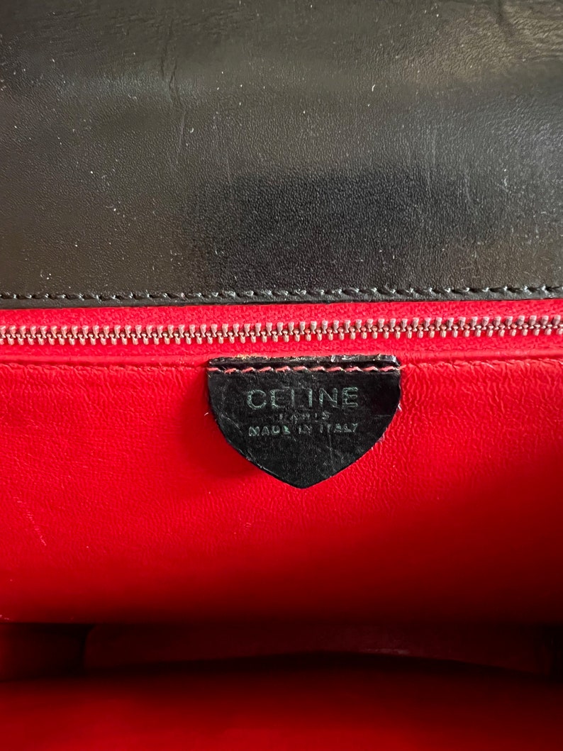 Celine Black Vintage Leather Authentic Shoulder Bag With a - Etsy
