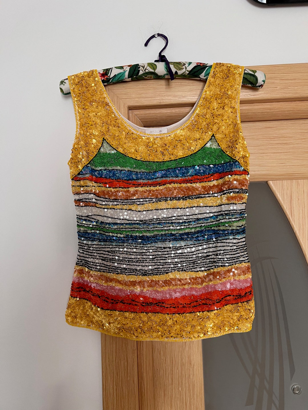 Escada Vintage Rainbow Sequin Top Size S - Etsy