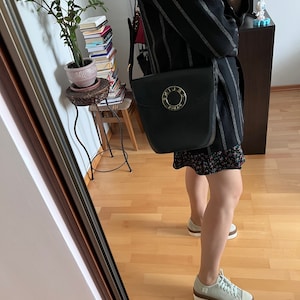 Celine Black Vintage Leather Authentic Shoulder Bag With a Logo Gold ...