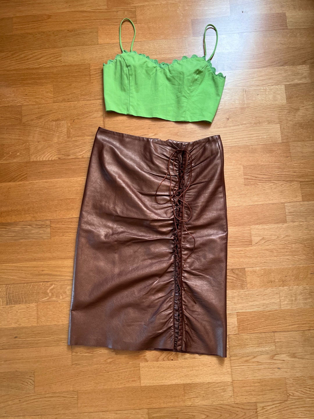 Giafranco Ferre Soft Leather Brown Low Waisted Pencil Skirt Size S - Etsy