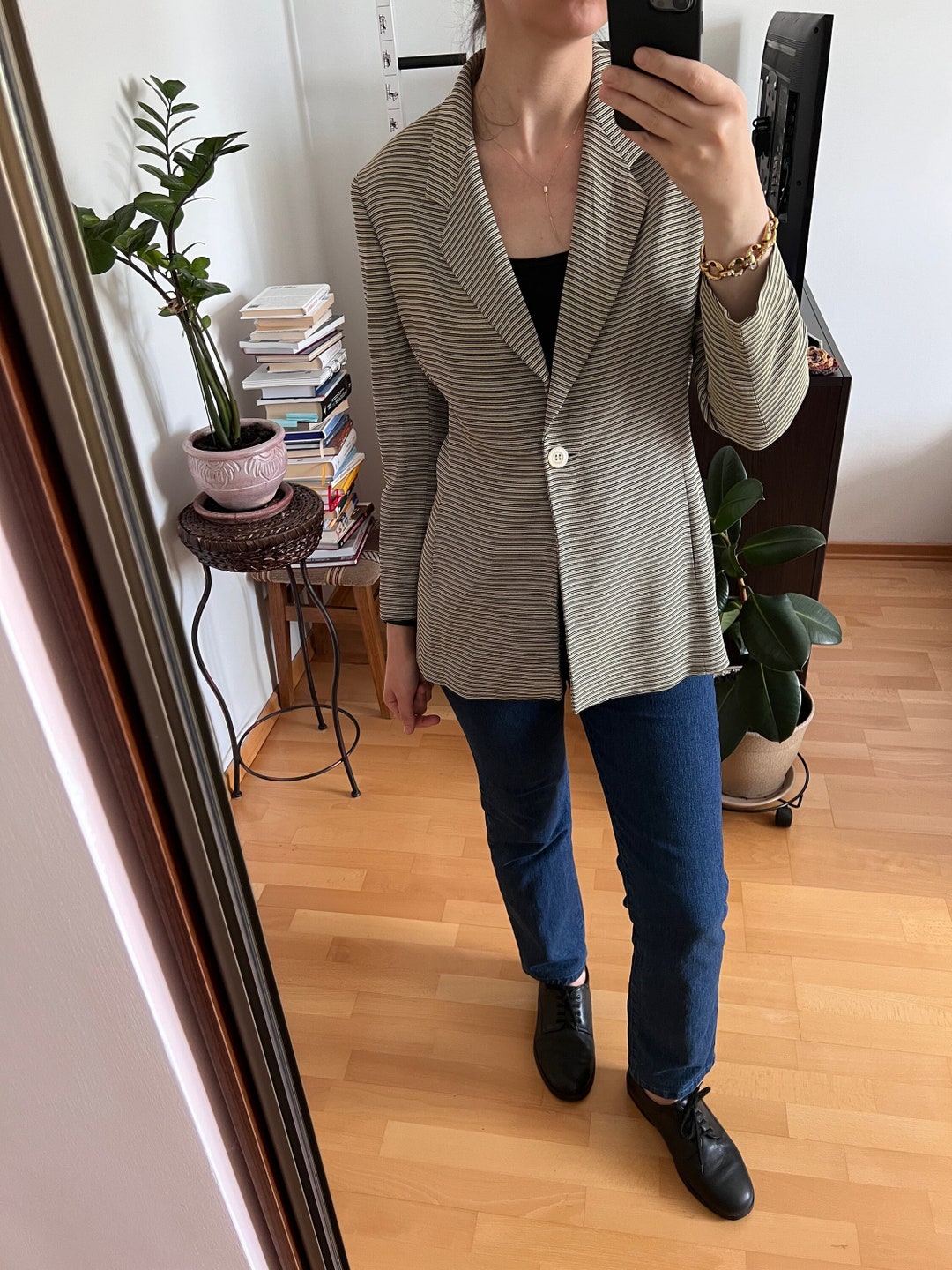 Max Mara Vintage Stripped Beige Jacket Size M - Etsy