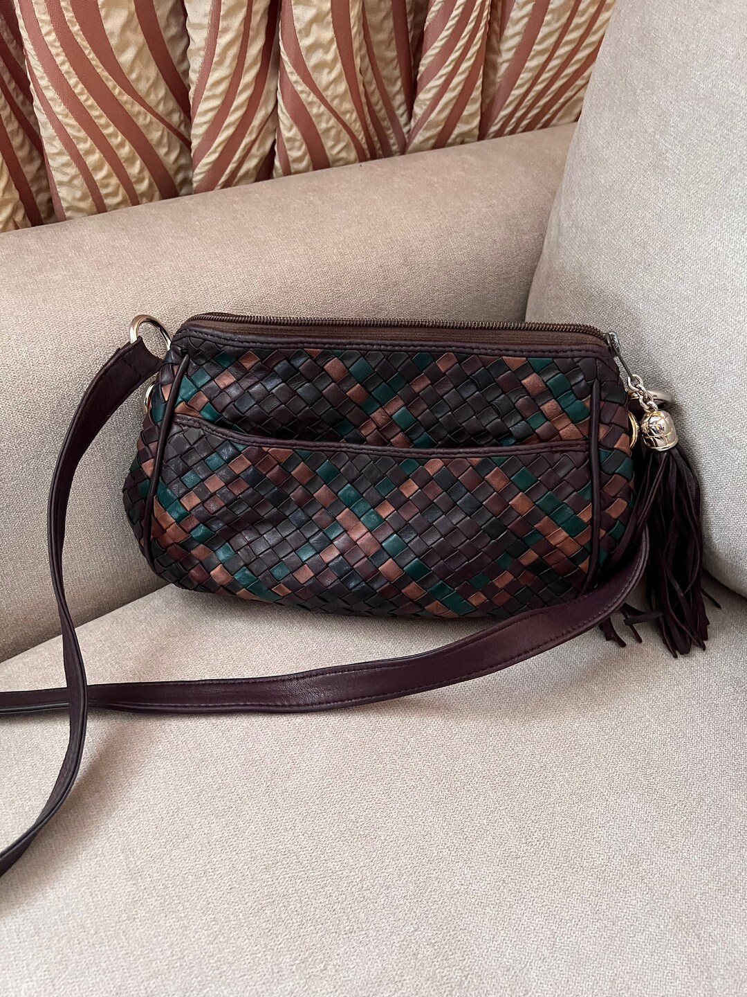 Cosci Leather Vintage Wooven Crossbody Bag - Etsy