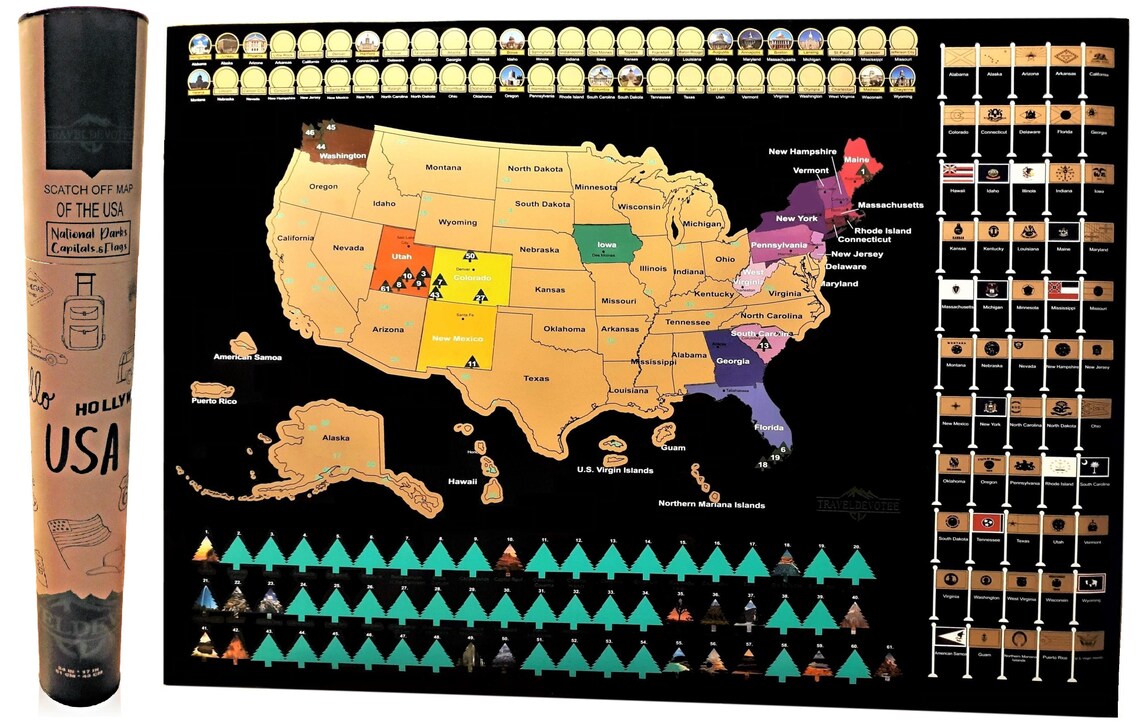 Scratch off Map of the United States National Parks (24” X 17 ...
