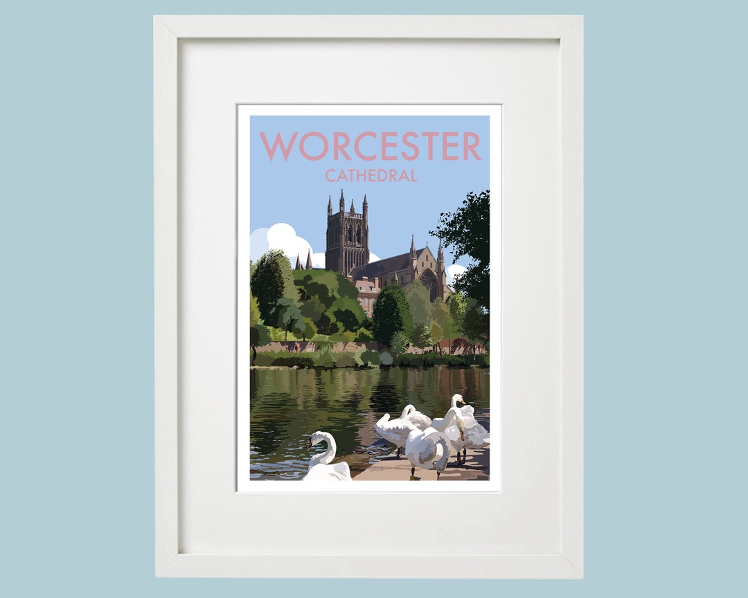 Framed Illustration of Worcester Cathedral - Etsy