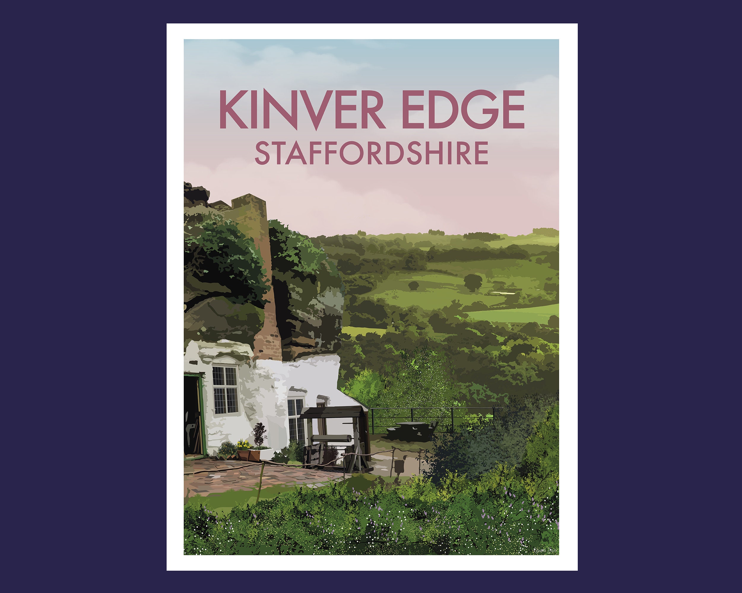 Kinver Edge Edge - Original Vintage Style Illustration - Etsy