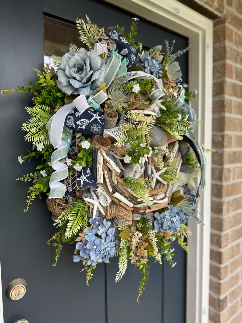 Coastal Wreath, Nautical Decor, Anchor Wreath, Spring Wreath, Summer ...