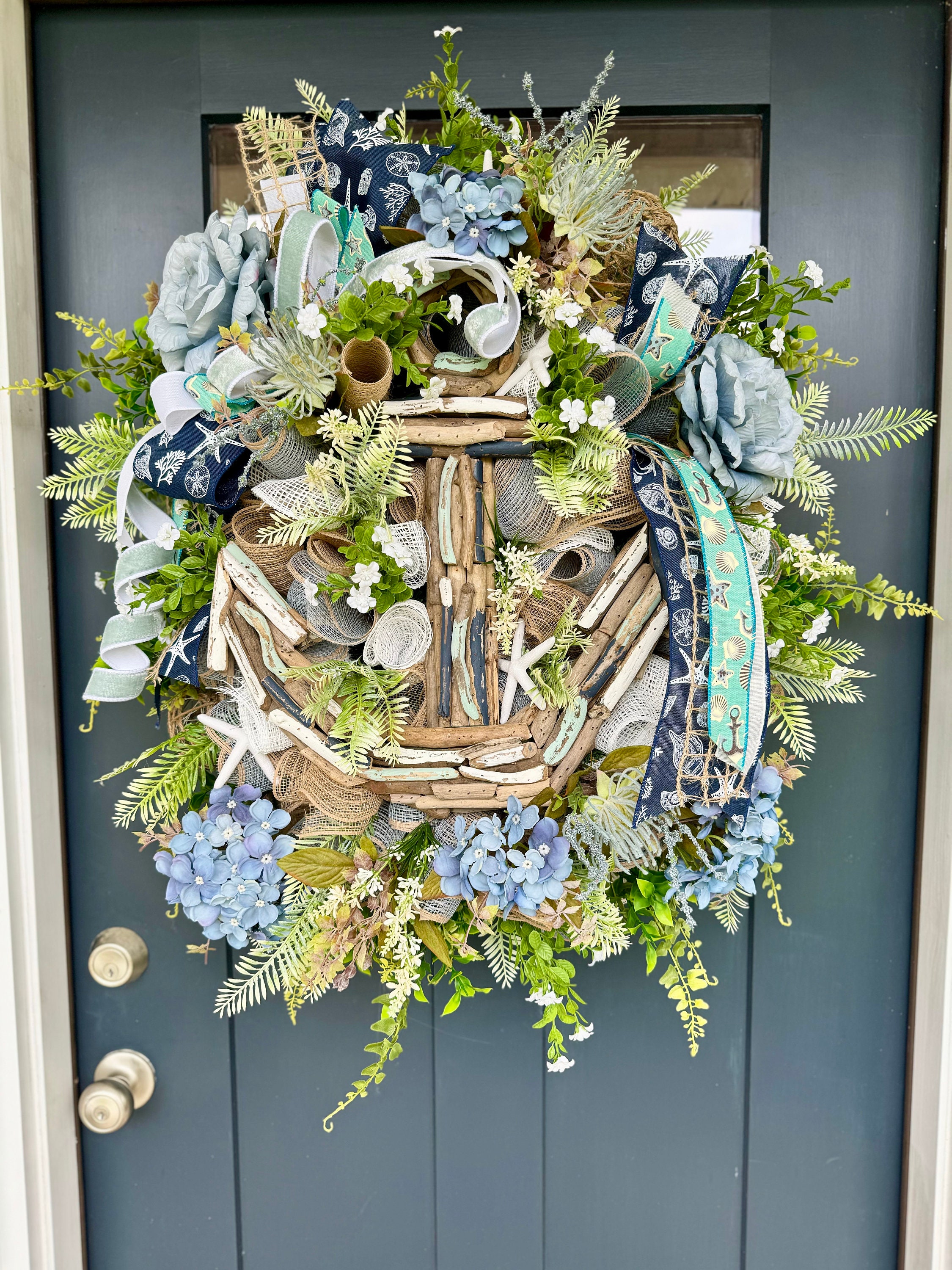 Coastal Wreath, Nautical Decor, Anchor Wreath, Spring Wreath, Summer ...