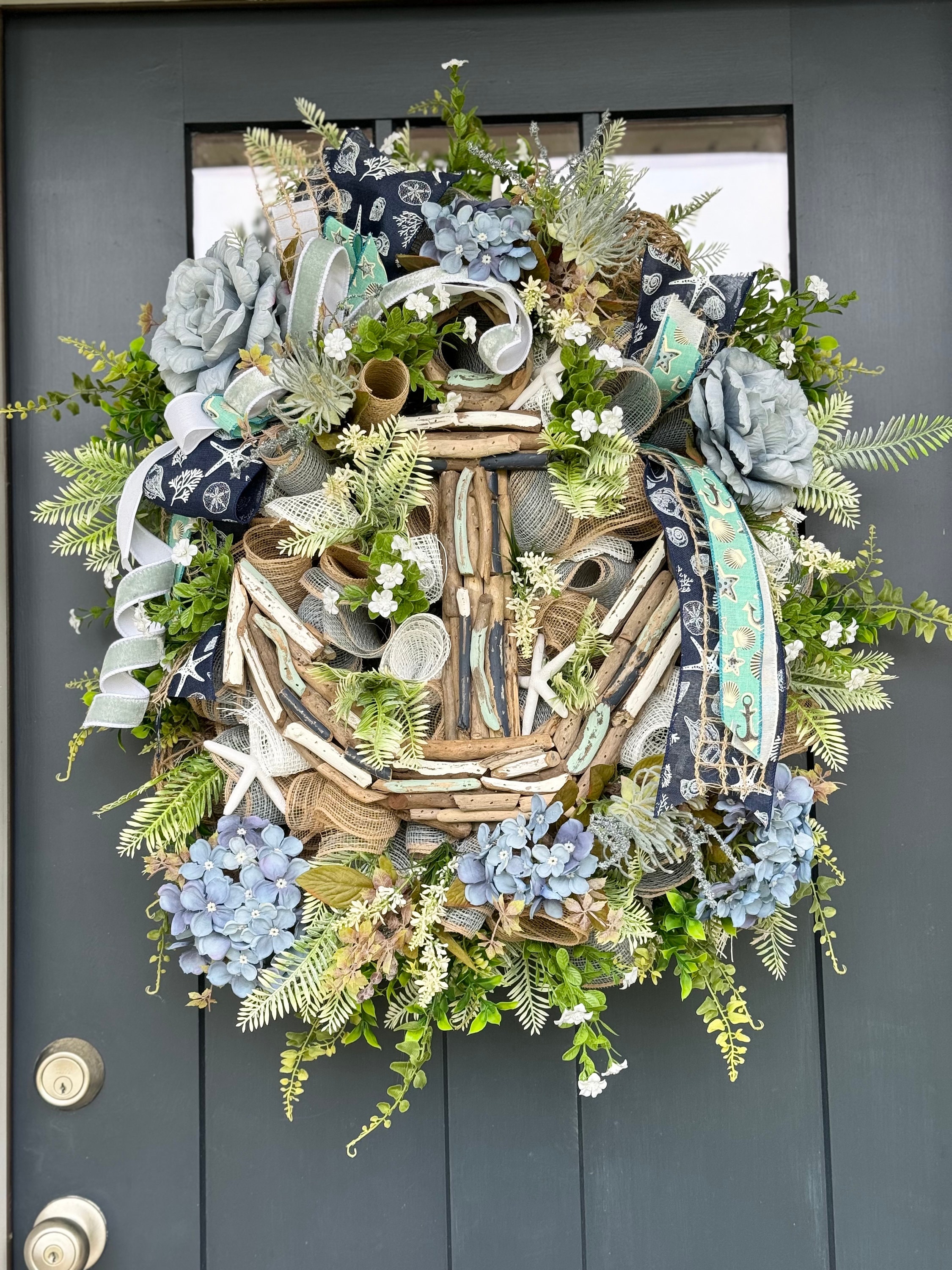 Coastal Wreath, Nautical Decor, Anchor Wreath, Spring Wreath, Summer ...
