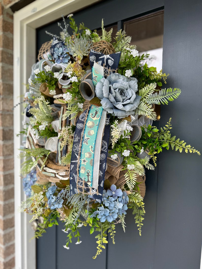 Coastal Wreath, Nautical Decor, Anchor Wreath, Spring Wreath, Summer ...
