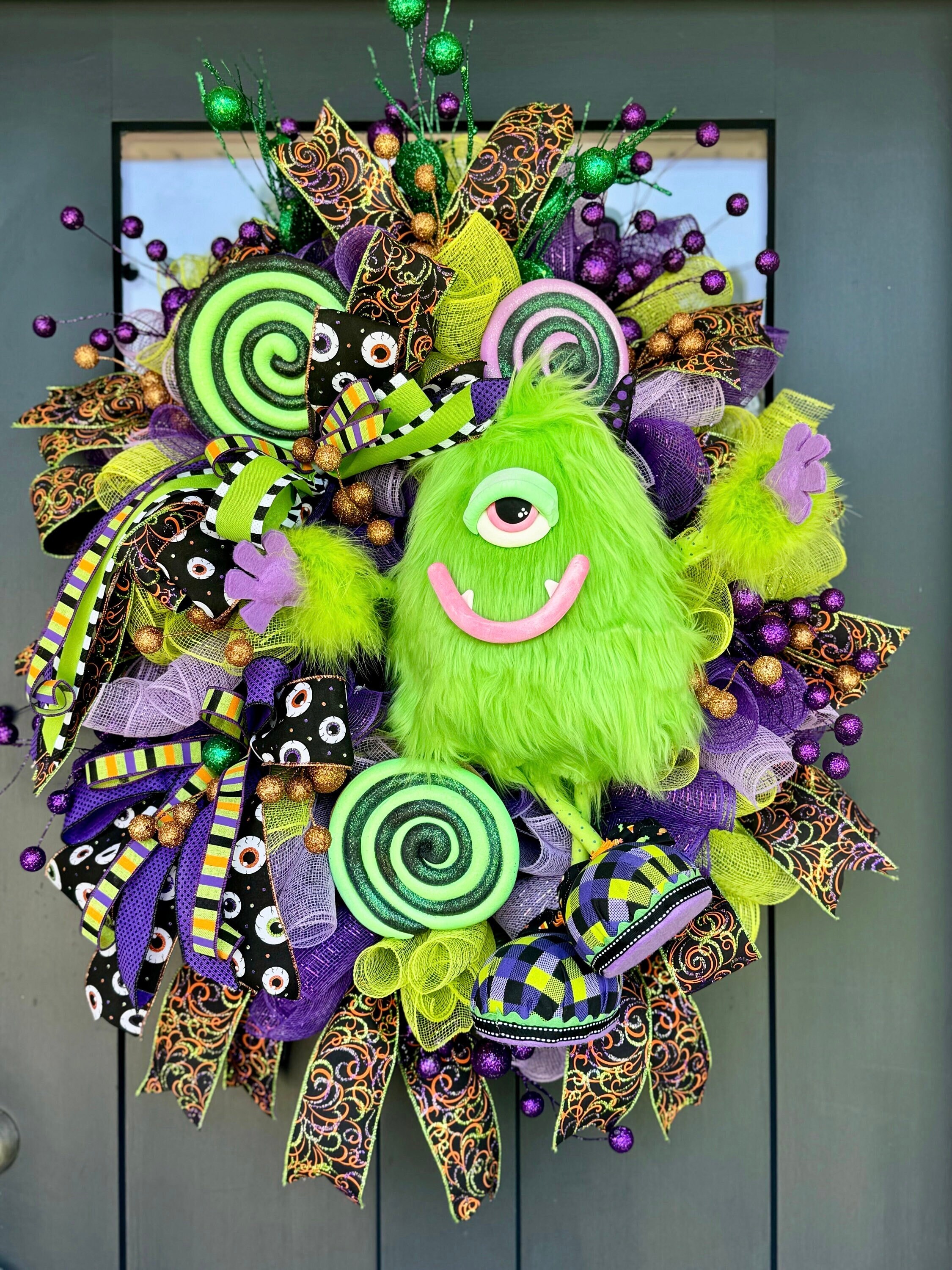 Halloween Wreath, Monster Wreath, Wreath for Door, Deco Mesh Wreath - Etsy
