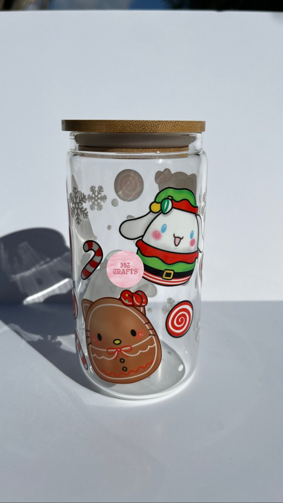 Kitty and Friends Squish Kawaii Xmas Kitty Mellow 16oz Glass Cup - Etsy