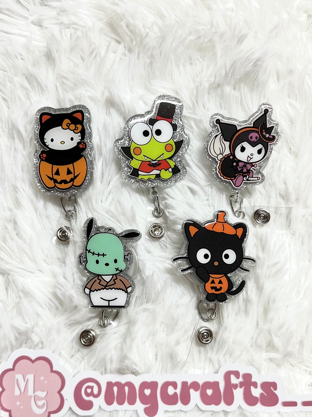 Kitty and Friends | Halloween | Spooky | Badge Reel - Etsy
