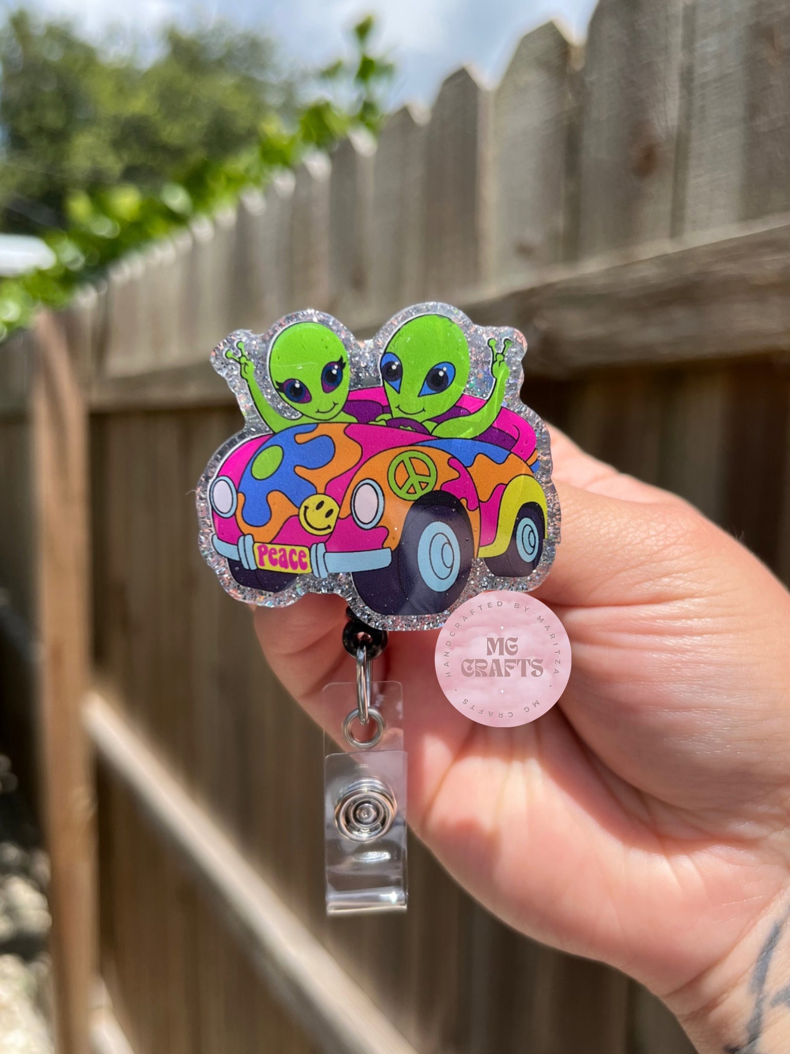 Groovy Alien Badge Reel / Holder - Etsy