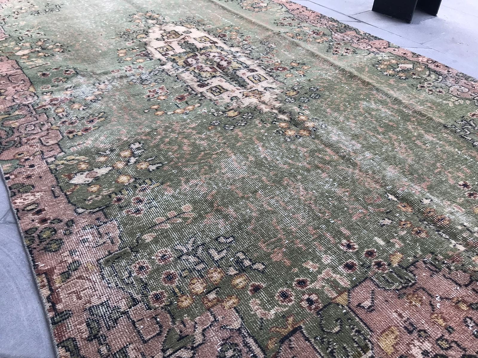 5x9 Olive Green Rug Vintage Turkish Oushak Rug 9x5.3 Ft | Etsy