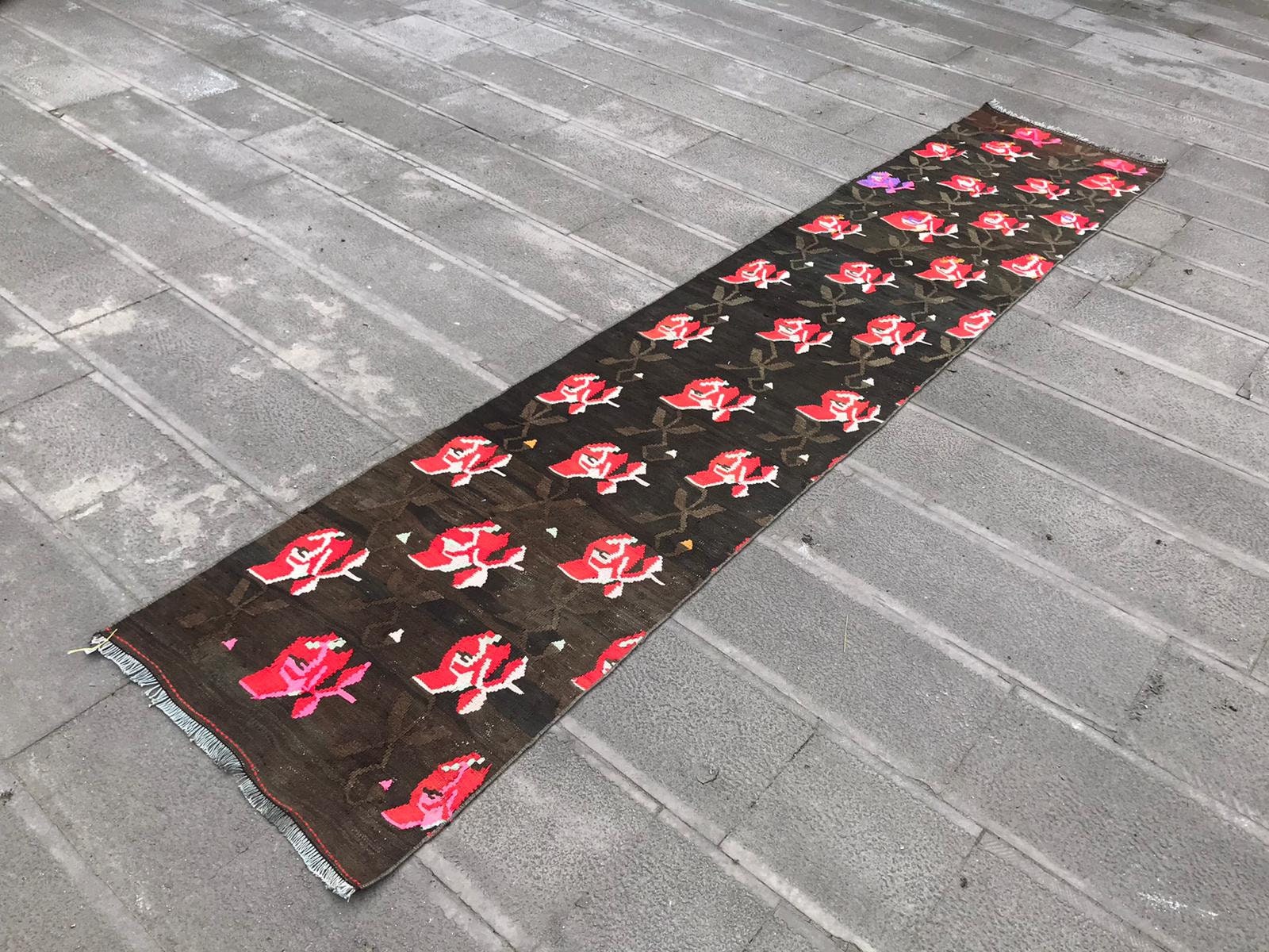 Floral Runner Rug Moldovan Rug Stair Rug Pink Black Rug - Etsy