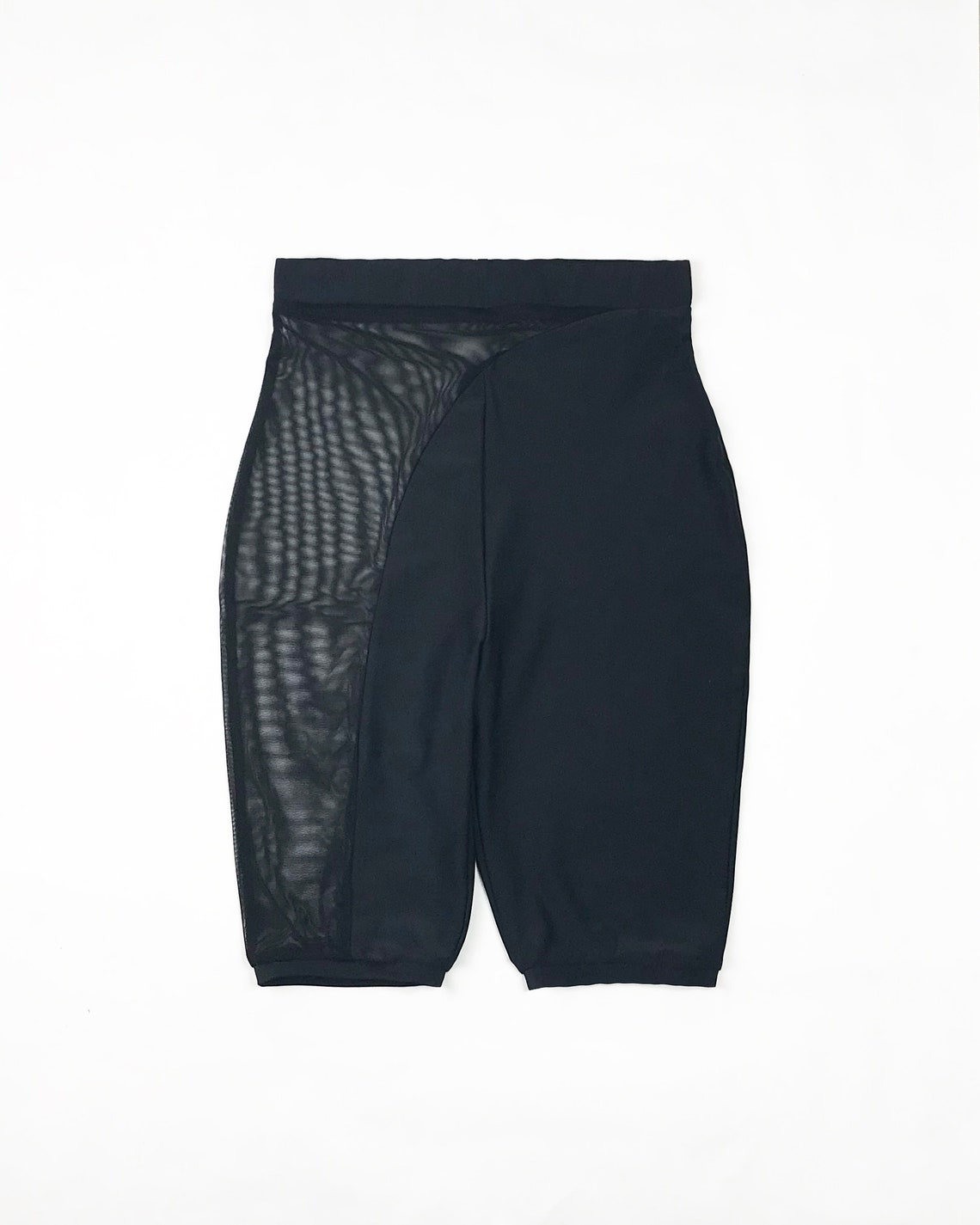 Swoop High Waisted Cycling Shorts - Black and Sheer - Etsy UK