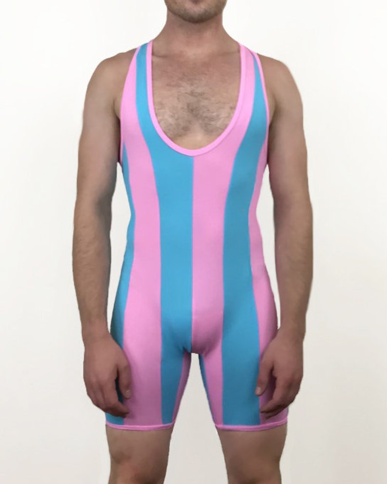Stripe Wrestling Singlet - Pink and Blue - Etsy UK