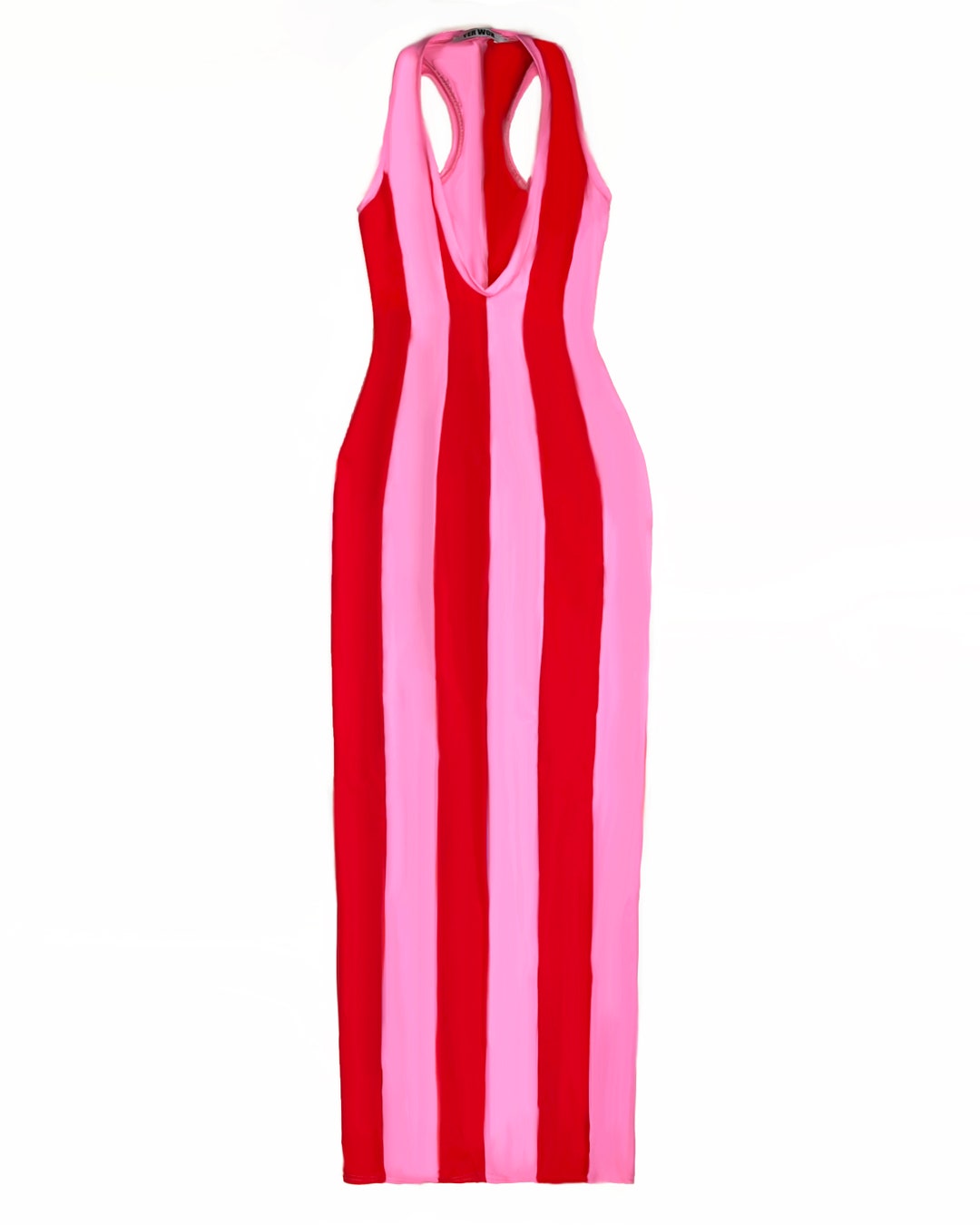 Tank Ankle Length Dress - Stripe Pink and Red - Etsy