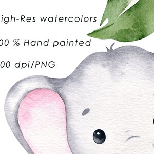 Baby Elephant Watercolor Clipart, Girl Wall Art, Nursery Decor, Cute ...