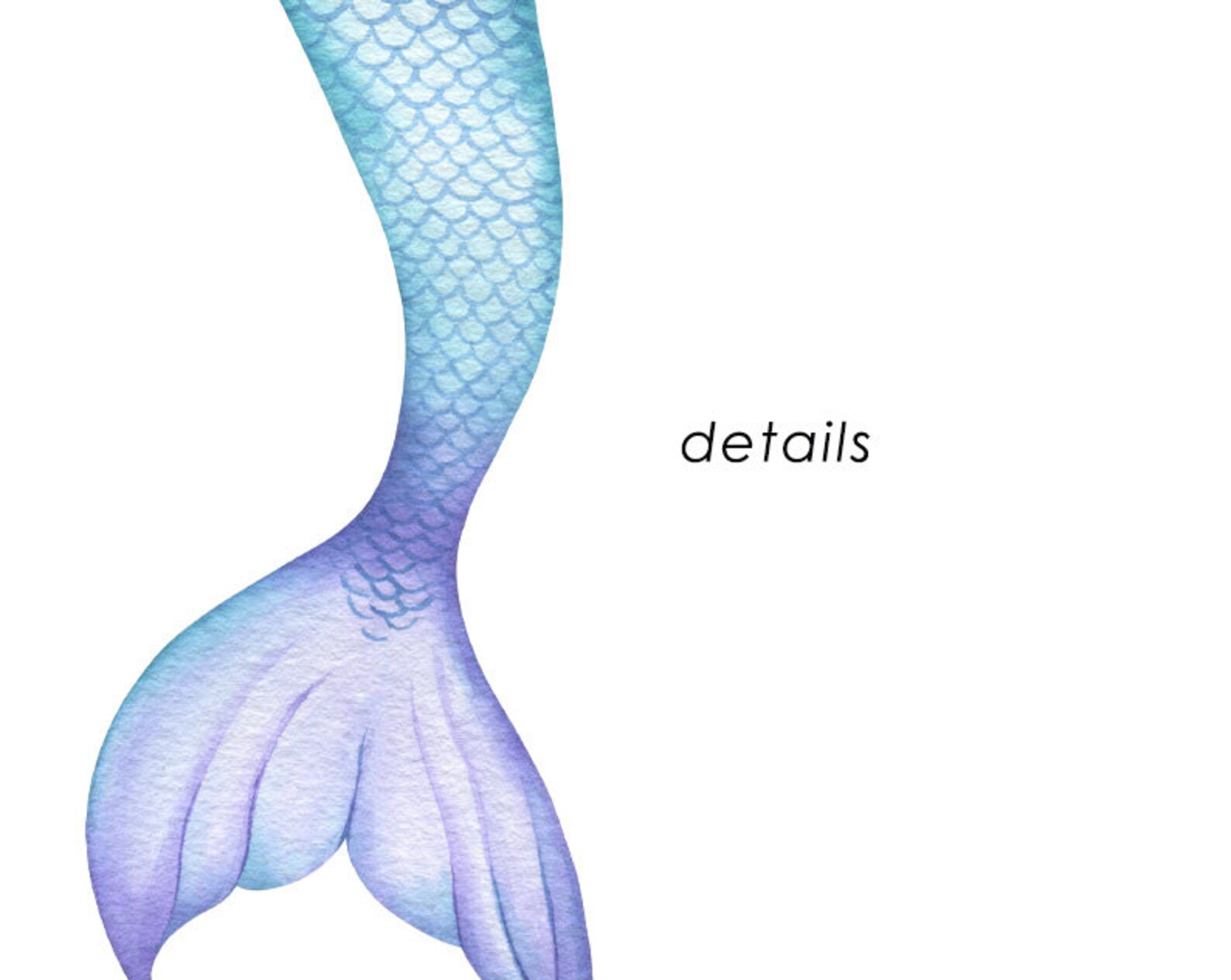 Watercolor mermaid tail clipart pastel baby girl birthday | Etsy