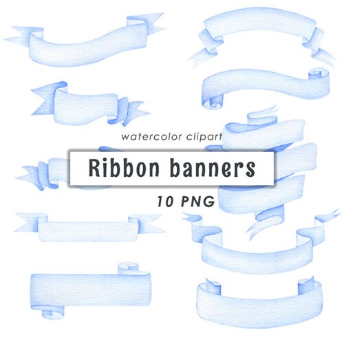 Watercolor Blue Bows Clipart Hand Painted Nursery Art - Etsy