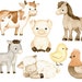 Farm Animals Watercolor Cute Farm Clip Art, Neutral Nursery Decor, Baby ...