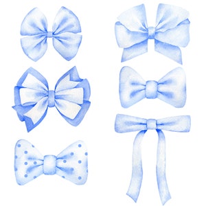 Watercolor Blue Bows Clipart, Hand Painted Nursery Art, Instant ...