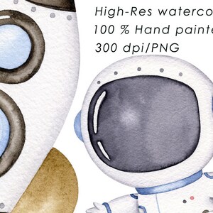 Space Watercolor Clipart, Cute Astronaut , Planets Clip Art, Rockets ...