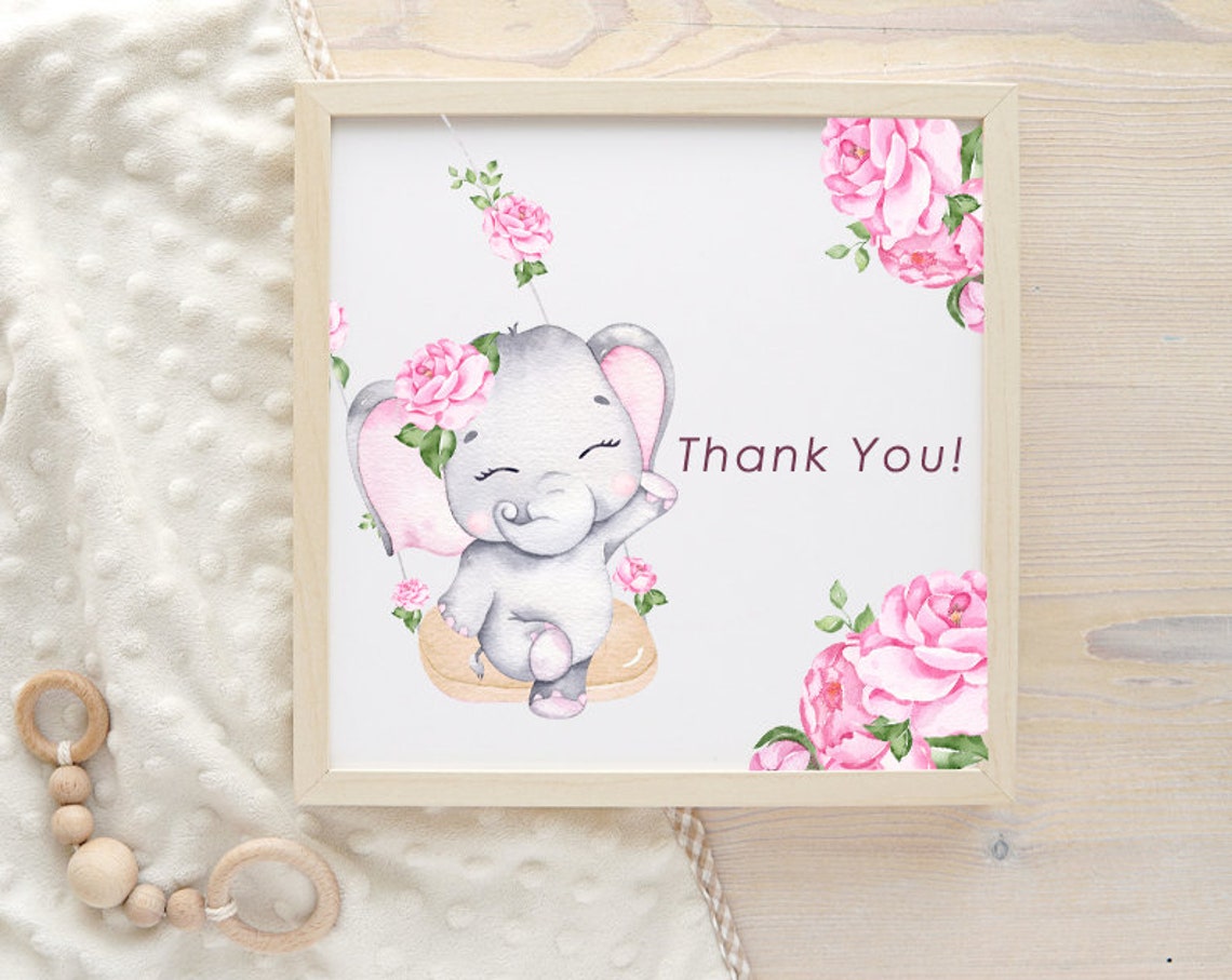 Baby Elephant Watercolor Clipart Girl Wall Art Nursery - Etsy