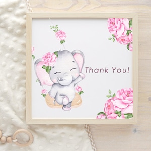 Baby Elephant Watercolor Clipart, Girl Wall Art, Nursery Decor, Cute ...