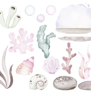 Undersea Watercolor Clipart, Ocean Animals Clip Art, Cute Under the Sea ...