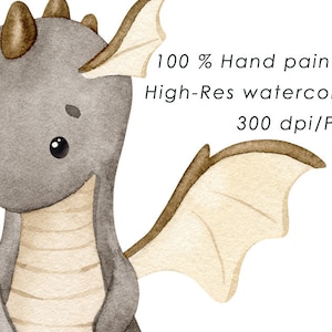 Dragons Watercolor Clipart, Cute Dragon PNG, Nursery Wall Art, Boys ...