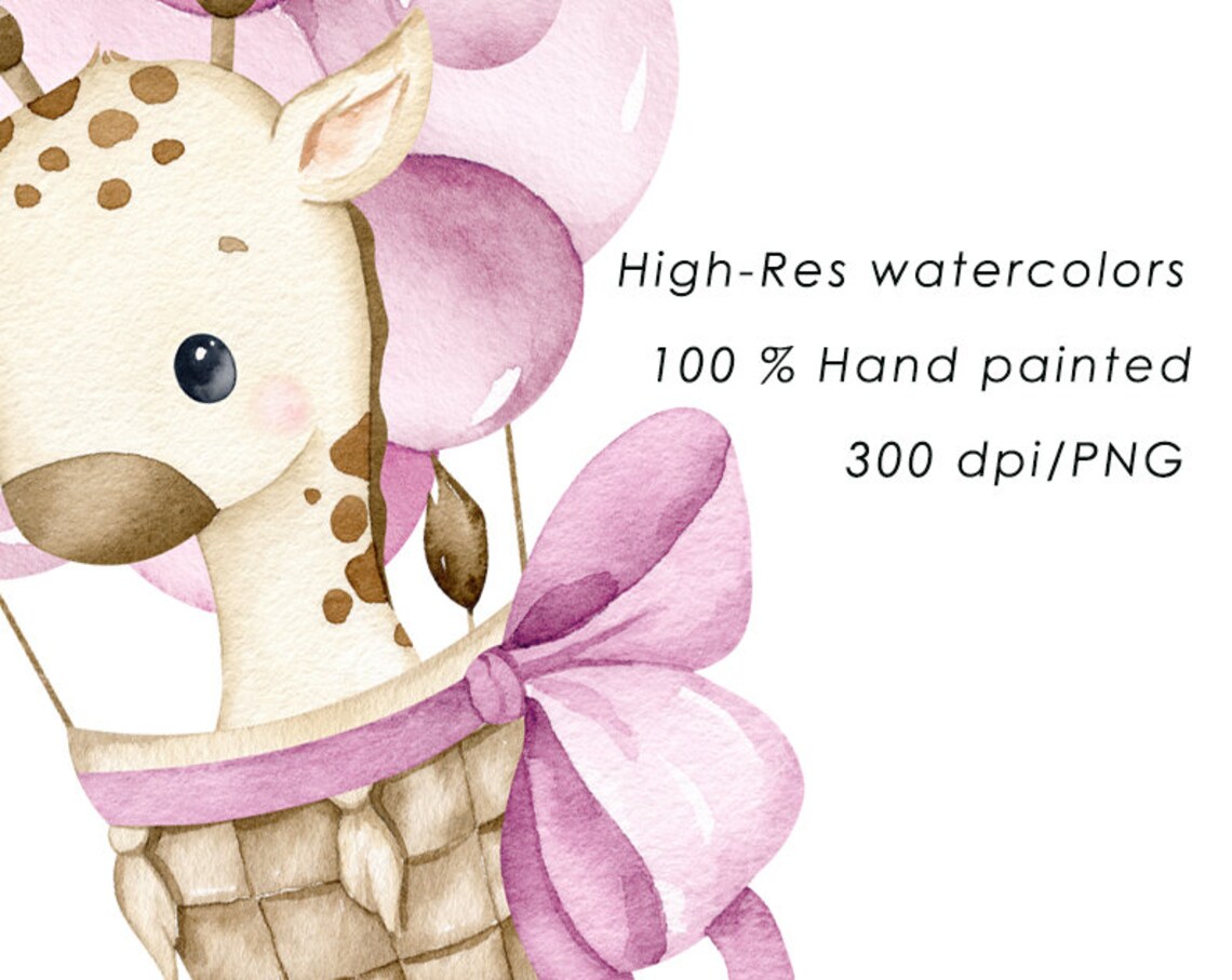 Baby Giraffe Watercolor Clipart Baby Girl Clipart Nursery - Etsy