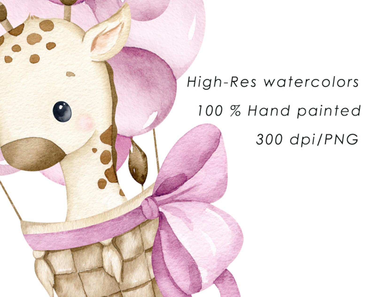 Baby Giraffe Watercolor Clipart Baby Girl Clipart Nursery - Etsy