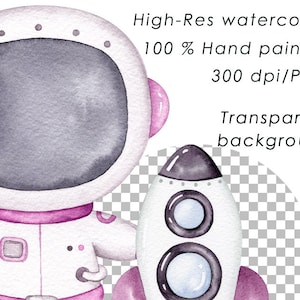 Girly Space Watercolor Clipart, Girl Cute Astronaut , Planets Clip Art ...