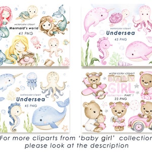 Mermaid Watercolor Clipart Cute Mermaids PNG Girl Clip Art - Etsy