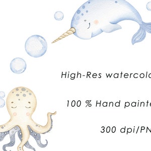 Undersea Watercolor Wreath, Nautical Frame Png, Nursery Decor, Baby ...