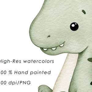 Dinosaurs Watercolor Clipart, Dino Clip Art, Cute Dinosaur, Neutral ...