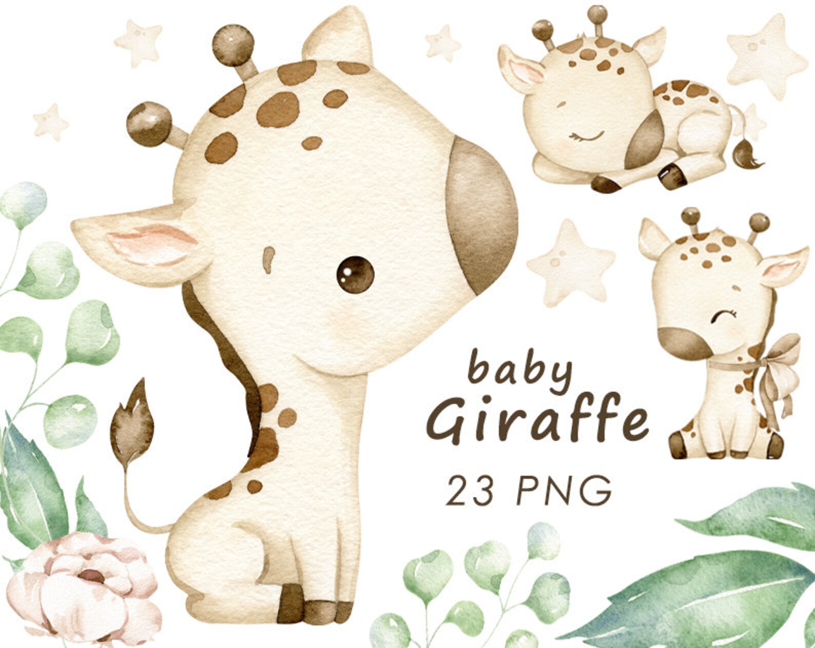 Little Giraffe Watercolor Clipart Cute Giraffe PNG Nursery - Etsy