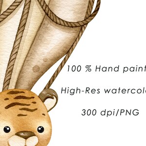 Safari Animals Watercolor Clipart, Hot Air Balloon Clip Art, Nursery ...